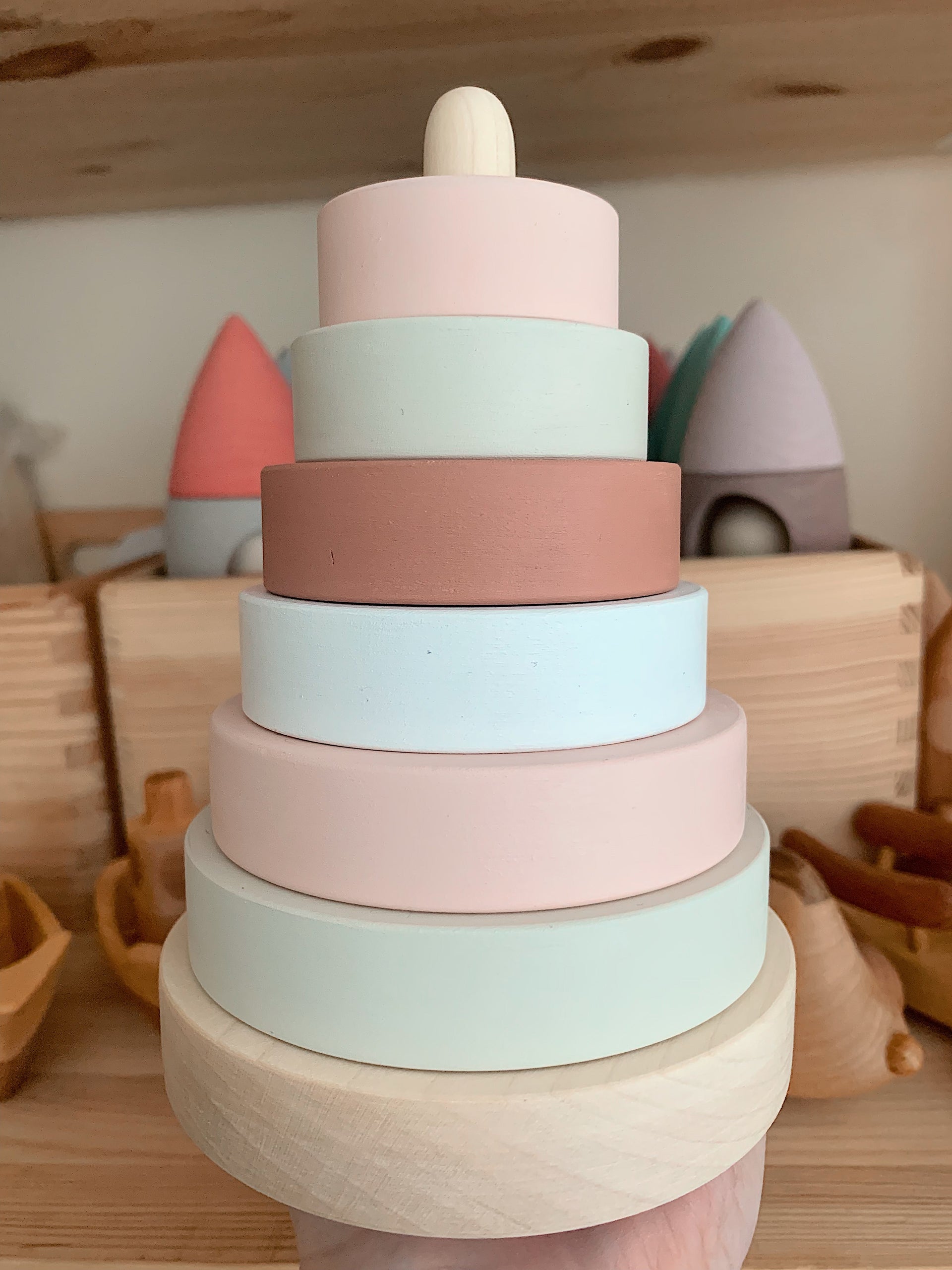 Wooden stacking pyramid - Custom colour choice – Happy Little Folks